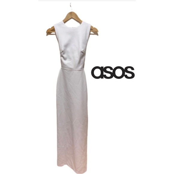 ASOS | Dresses | Asos White Maxi Sheath Dress With Lace Up Sides | Poshmark